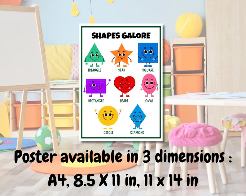 Printable Shapes Chart, Digital Download, Shapes Flashcards, Shapes ...