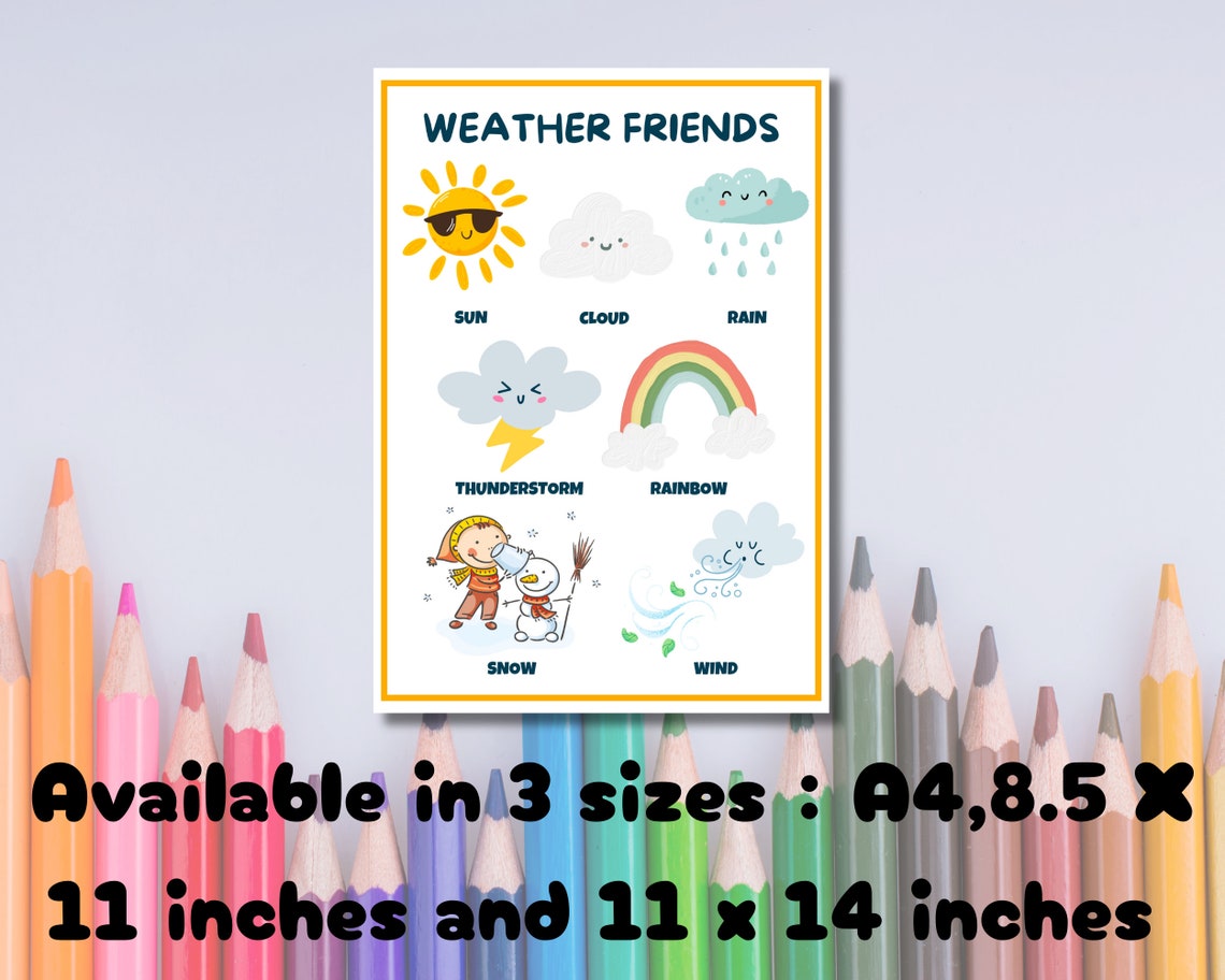 Printable Weather Chart, Digital Download, Preschool, Kindergarten ...