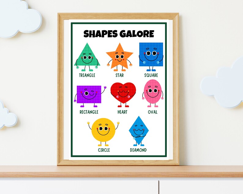 Printable Shapes Chart, Digital Download, Shapes Flashcards, Shapes ...