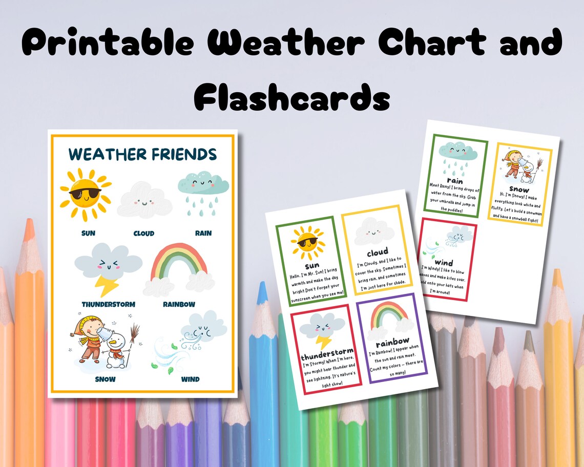 Printable Weather Chart, Digital Download, Preschool, Kindergarten ...