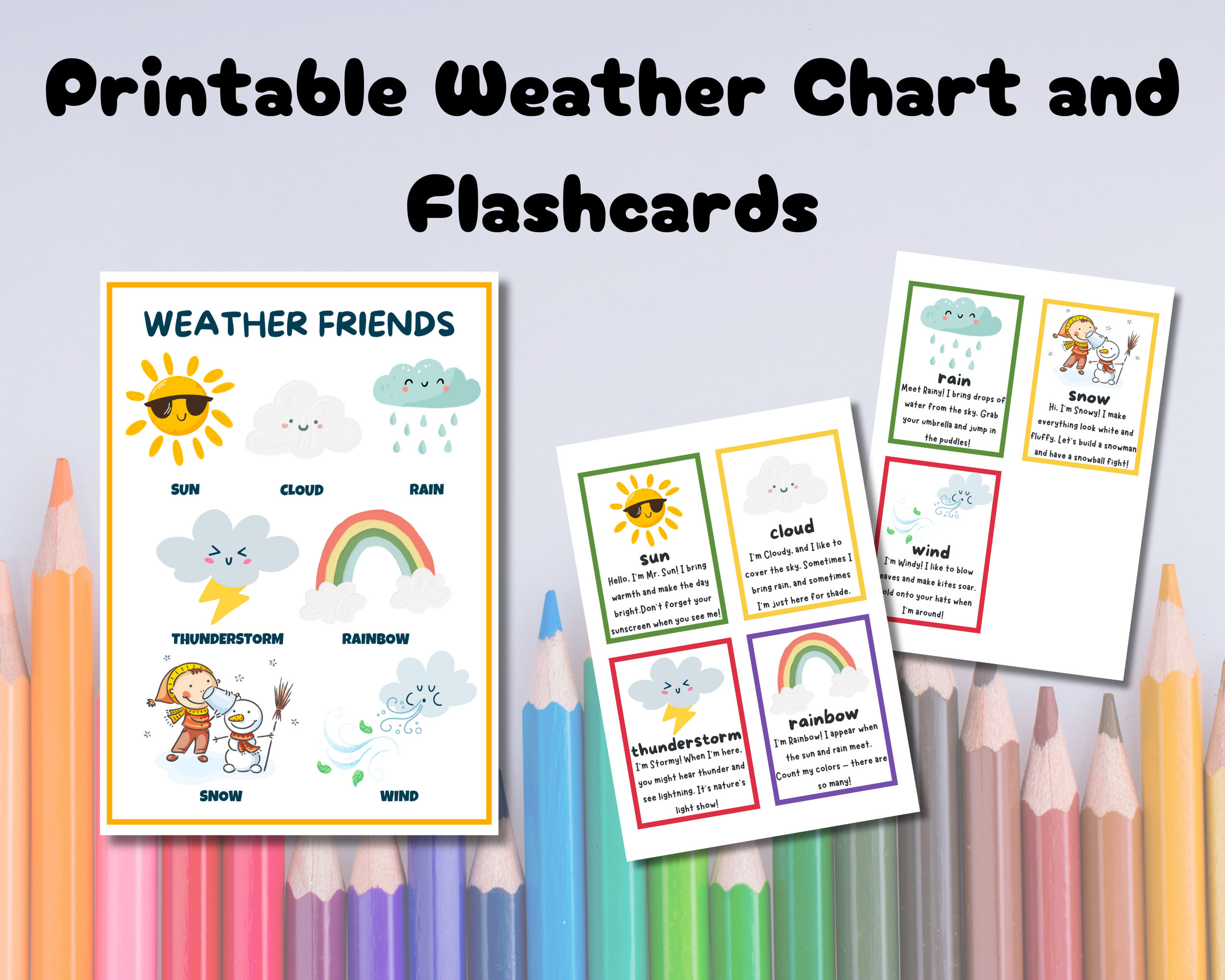 Printable Weather Chart, Digital Download, Preschool, Kindergarten ...
