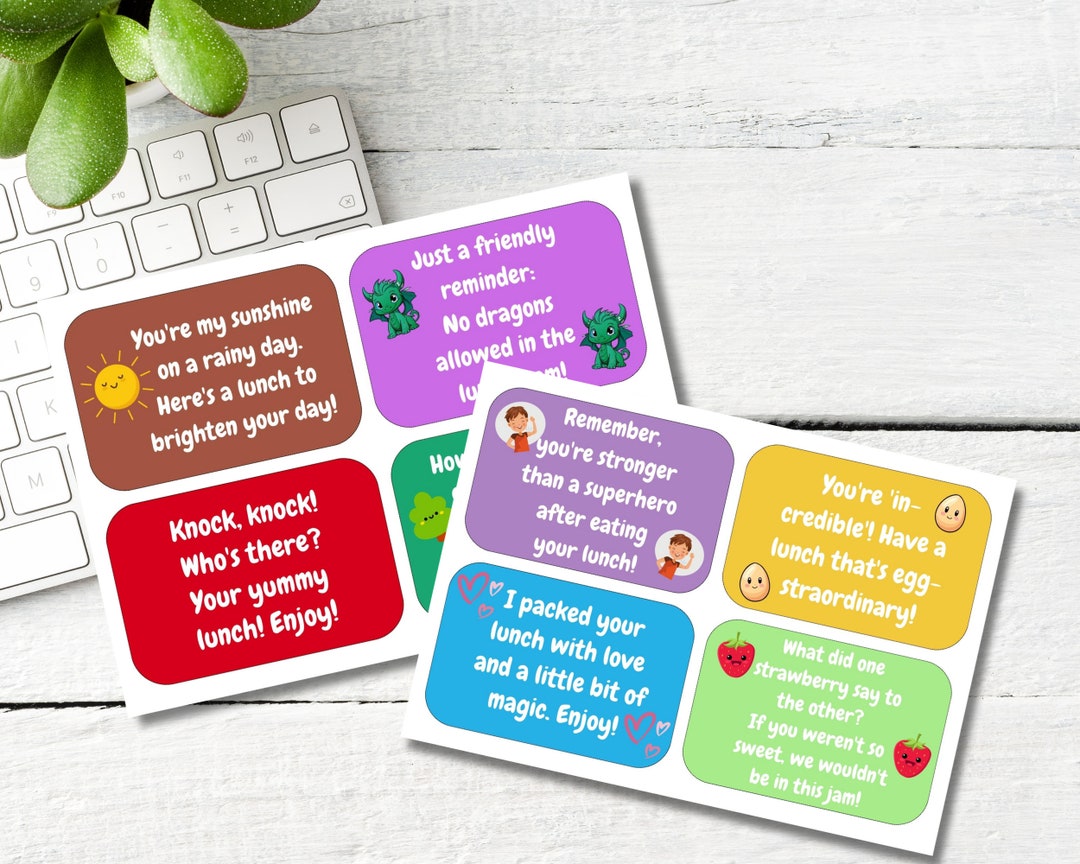 Lunch Box Notes, Lunch Box Notes for Kids, Printable School Lunch Box ...