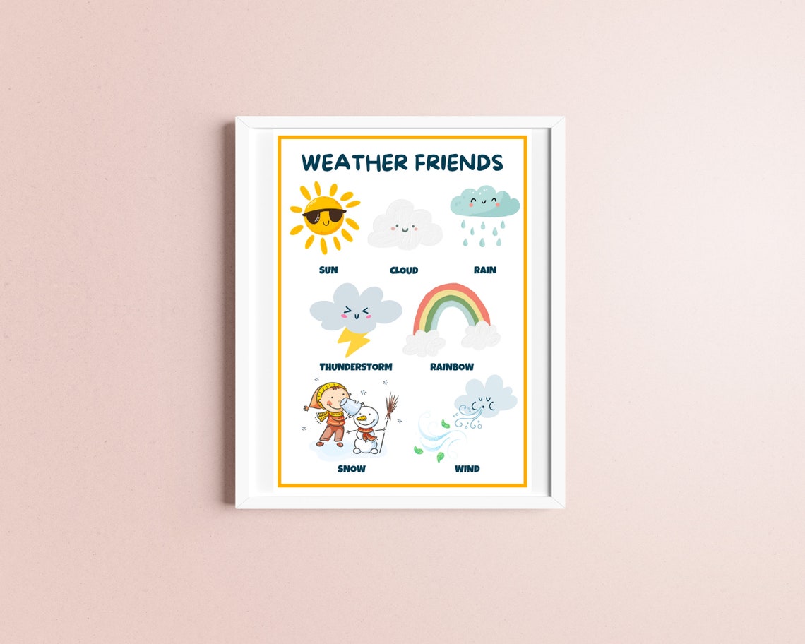 Printable Weather Chart, Digital Download, Preschool, Kindergarten ...