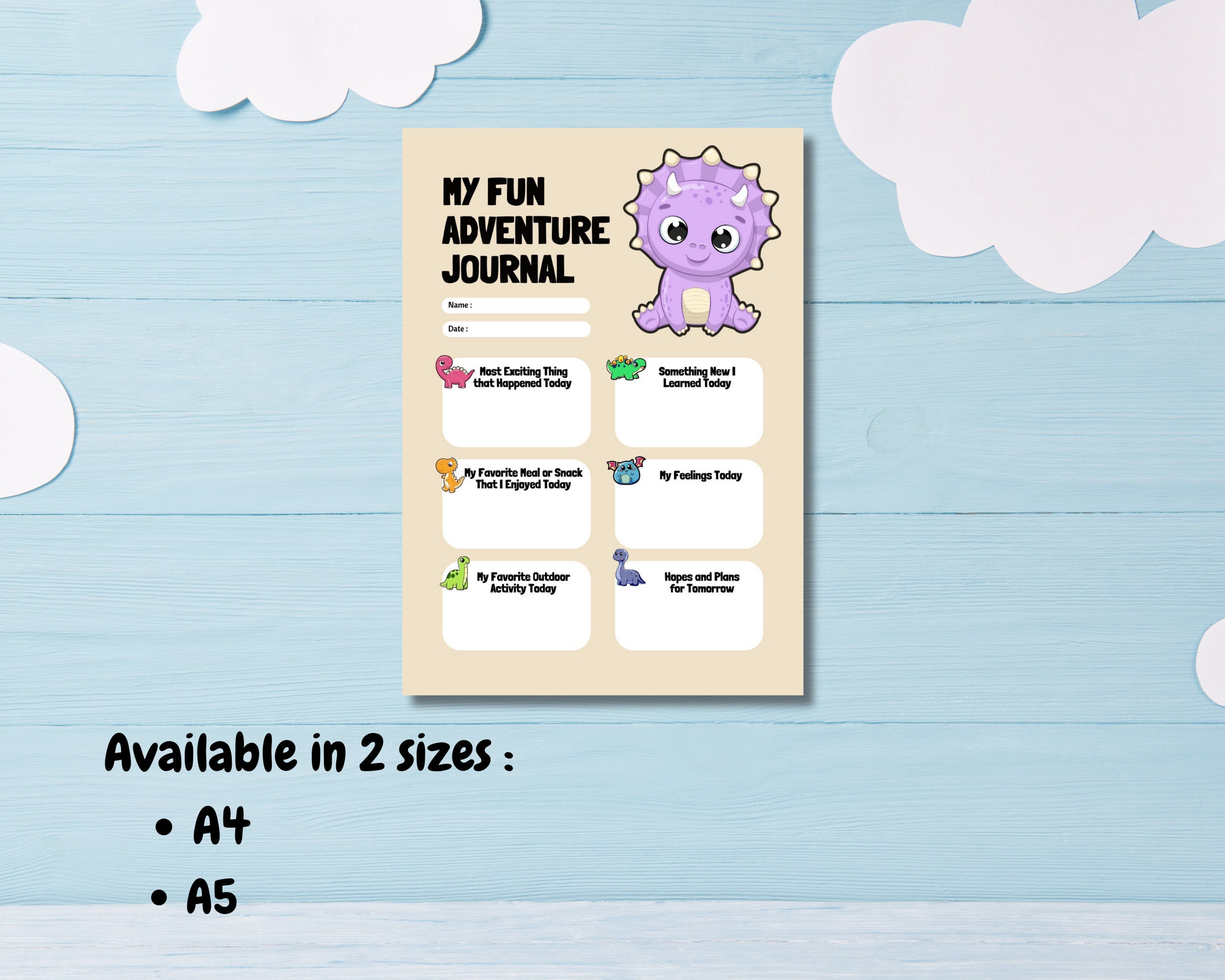 Printable Kids Journal Page, Digital Download, Kids' Writing Journal ...