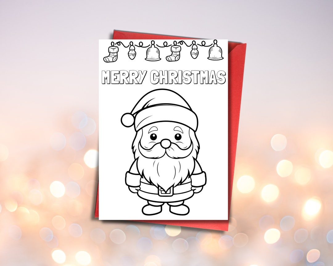 DIY Printable Christmas Coloring Card, Christmas Card, Digital Download ...