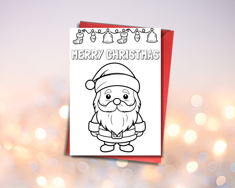DIY Printable Christmas Coloring Card, Christmas Card, Digital Download ...