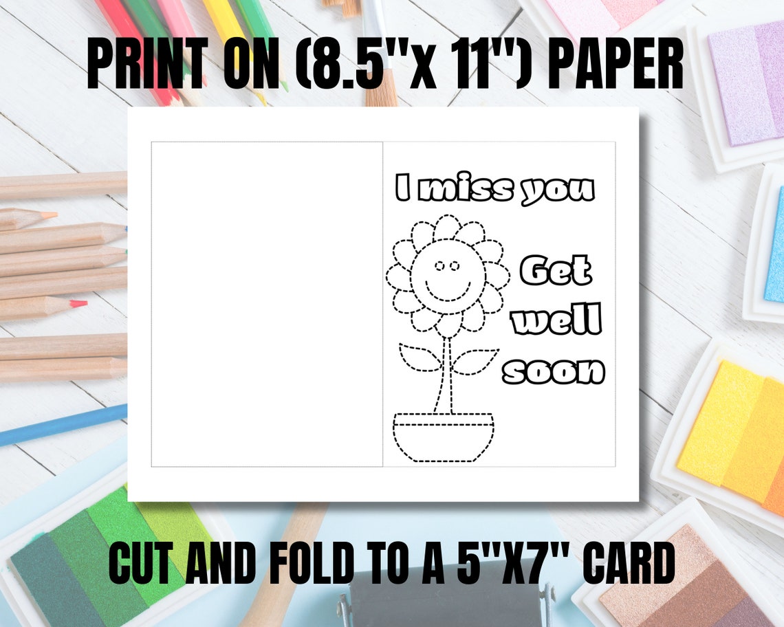 Printable Get Well Soon Coloring Card, Classroom Activities, Digital ...