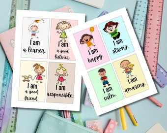 72 Affirmation Cards for Kids Printable, Children's Positive ...