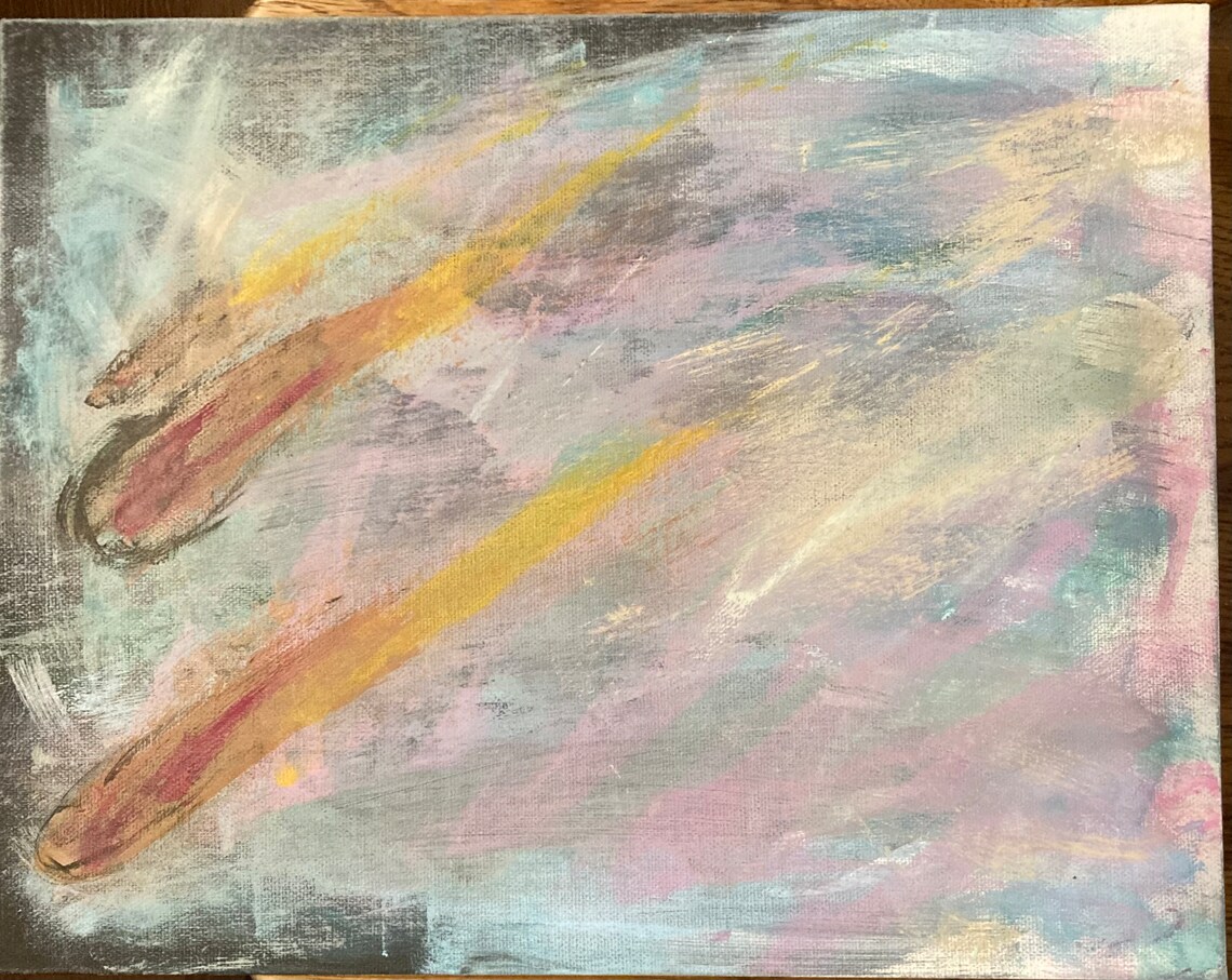 Signed Abstract Art - “comet” 11x14” Acrylic on Canvas Board - Etsy