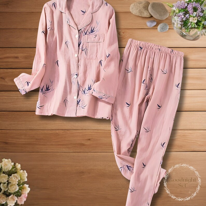 Luxurious Organic Cotton Pajama Set, Women's Cottagecore Sleepwear ...