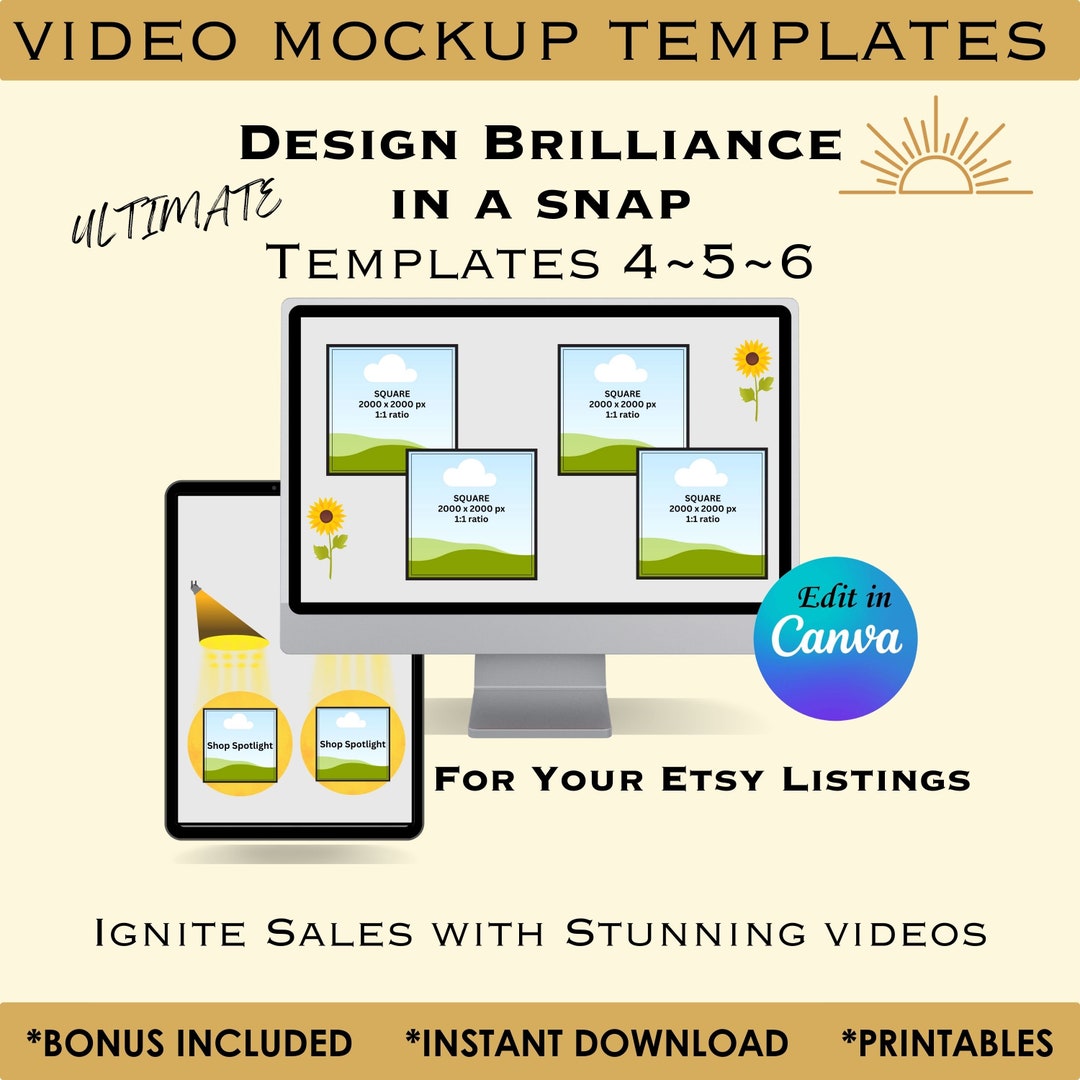 Video Mockup Templates | Listing Video Template | Etsy Listing Video ...