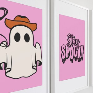 Cowboy Ghost Print, Cow Print Ghost, Pink and White Ghost, Halloween ...