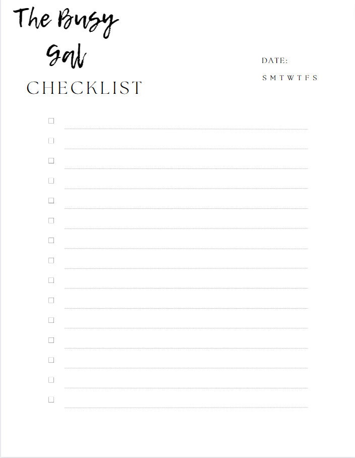 Busy Gal Check List Minimalistic Simple Easy to Use - Etsy