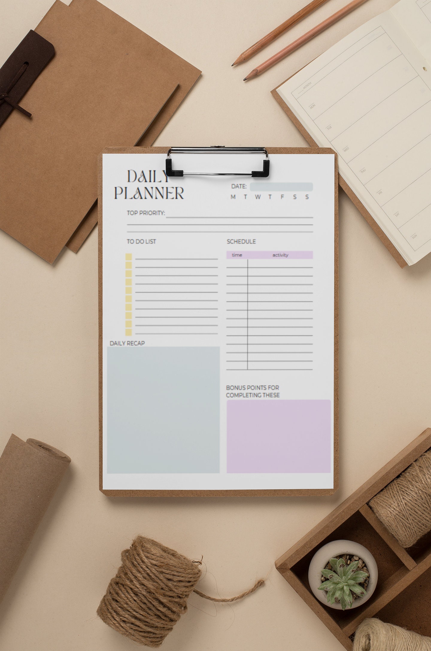 Printable Daily Planner, to Do List, Productivity Check List, Daily ...