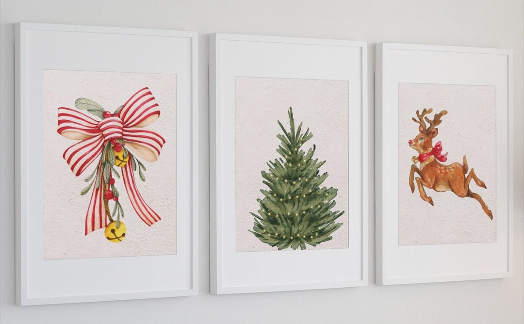 Christmas Decor, Christmas Print, Set of 3, Christmas Wall Art ...