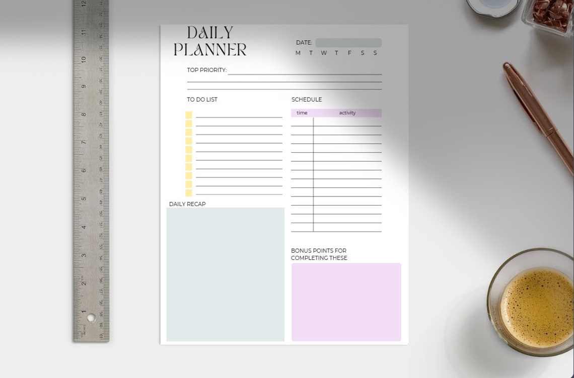 Printable Daily Planner, to Do List, Productivity Check List, Daily ...