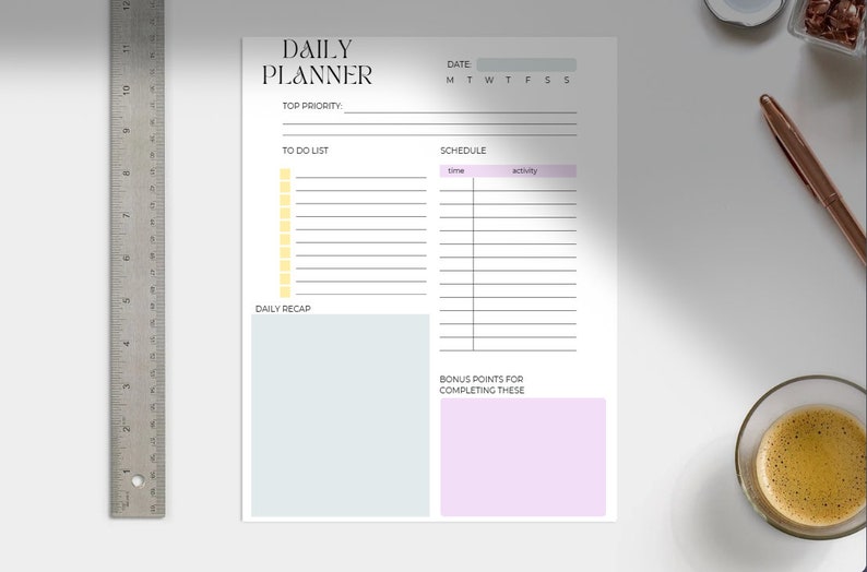 Printable Daily Planner, to Do List, Productivity Check List, Daily ...