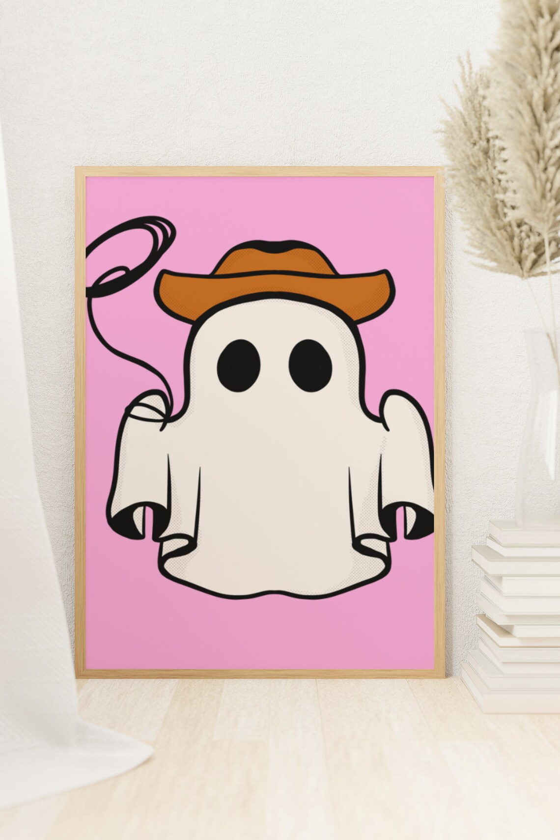 Cowboy Ghost Print, Cow Print Ghost, Pink and White Ghost, Halloween ...