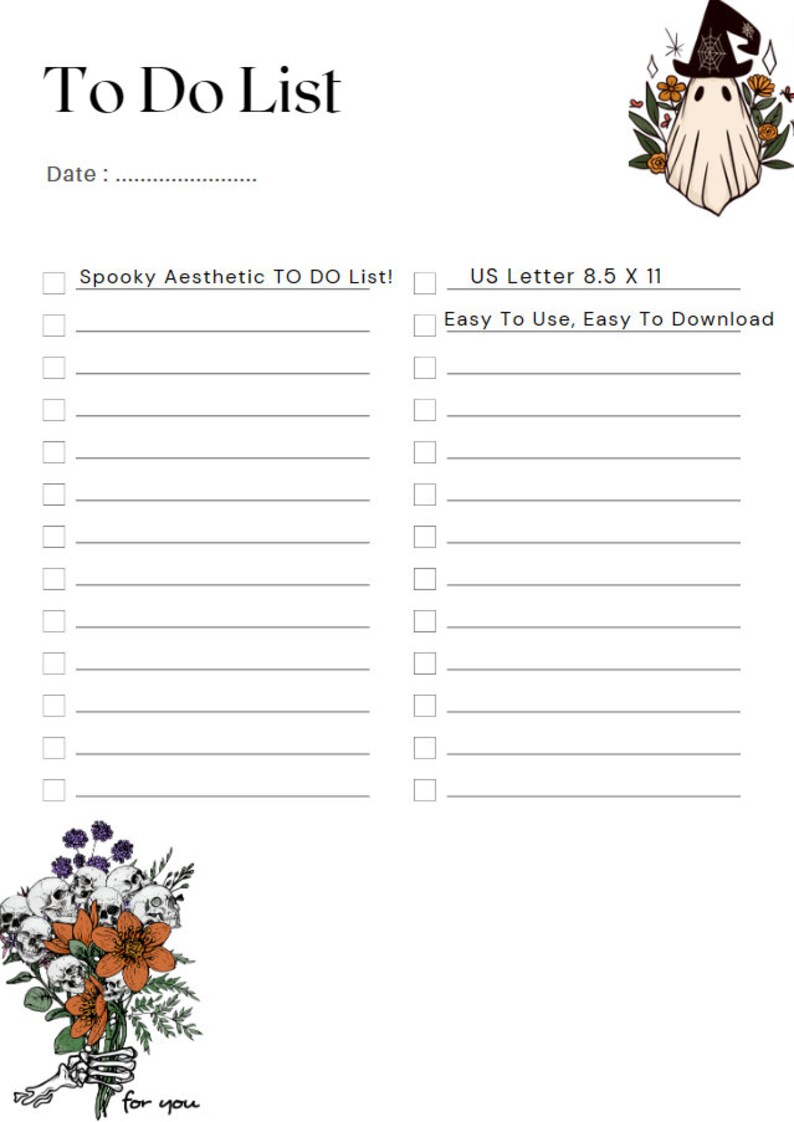 Halloween To-do List, Digital Download, Kid Friendly, Minimalistic ...