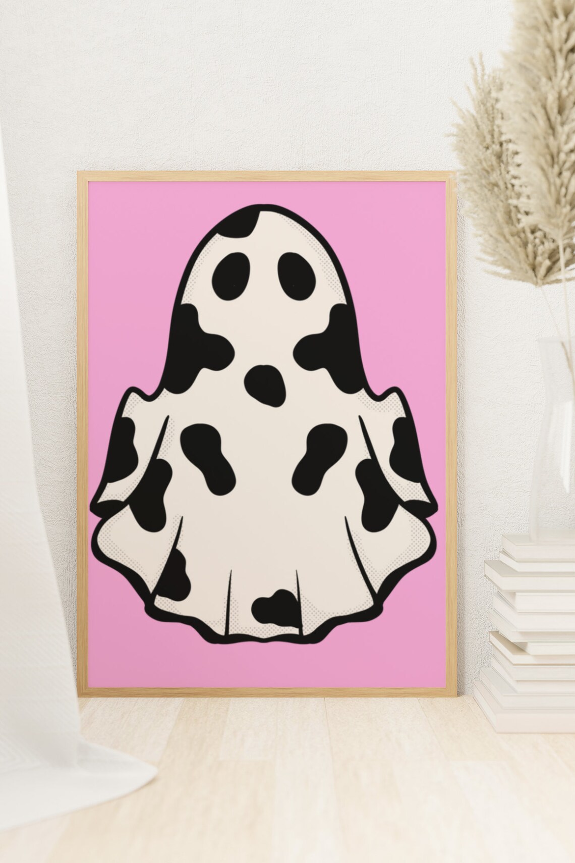 Cowboy Ghost Print, Cow Print Ghost, Pink and White Ghost, Halloween ...