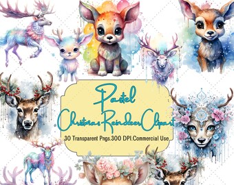 40 Watercolor Pastel Christmas Clipart Bundle Pink Christmas - Etsy