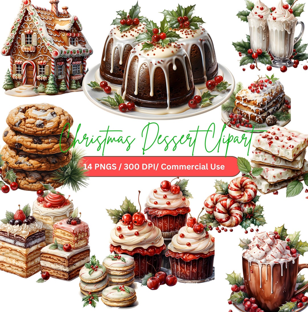 14 Christmas Dessert Clipart Christmas Treats Bundle PNG Christmas ...