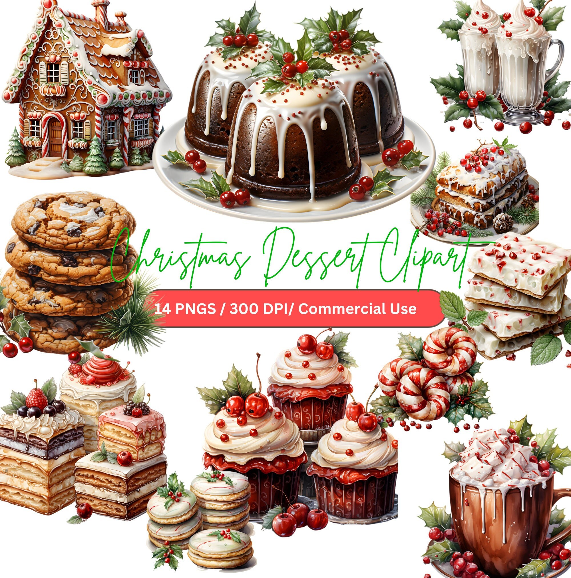 14 Christmas Dessert Clipart Christmas Treats Bundle PNG Christmas ...