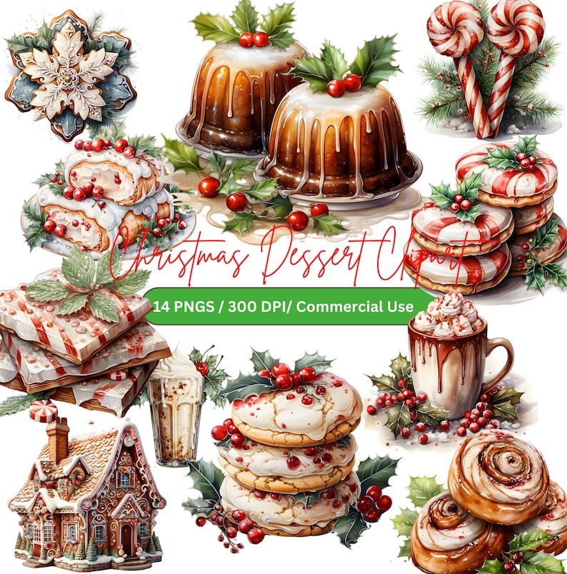 14 Christmas Dessert Clipart Bundle PNG Christmas Sweets Xmas - Etsy