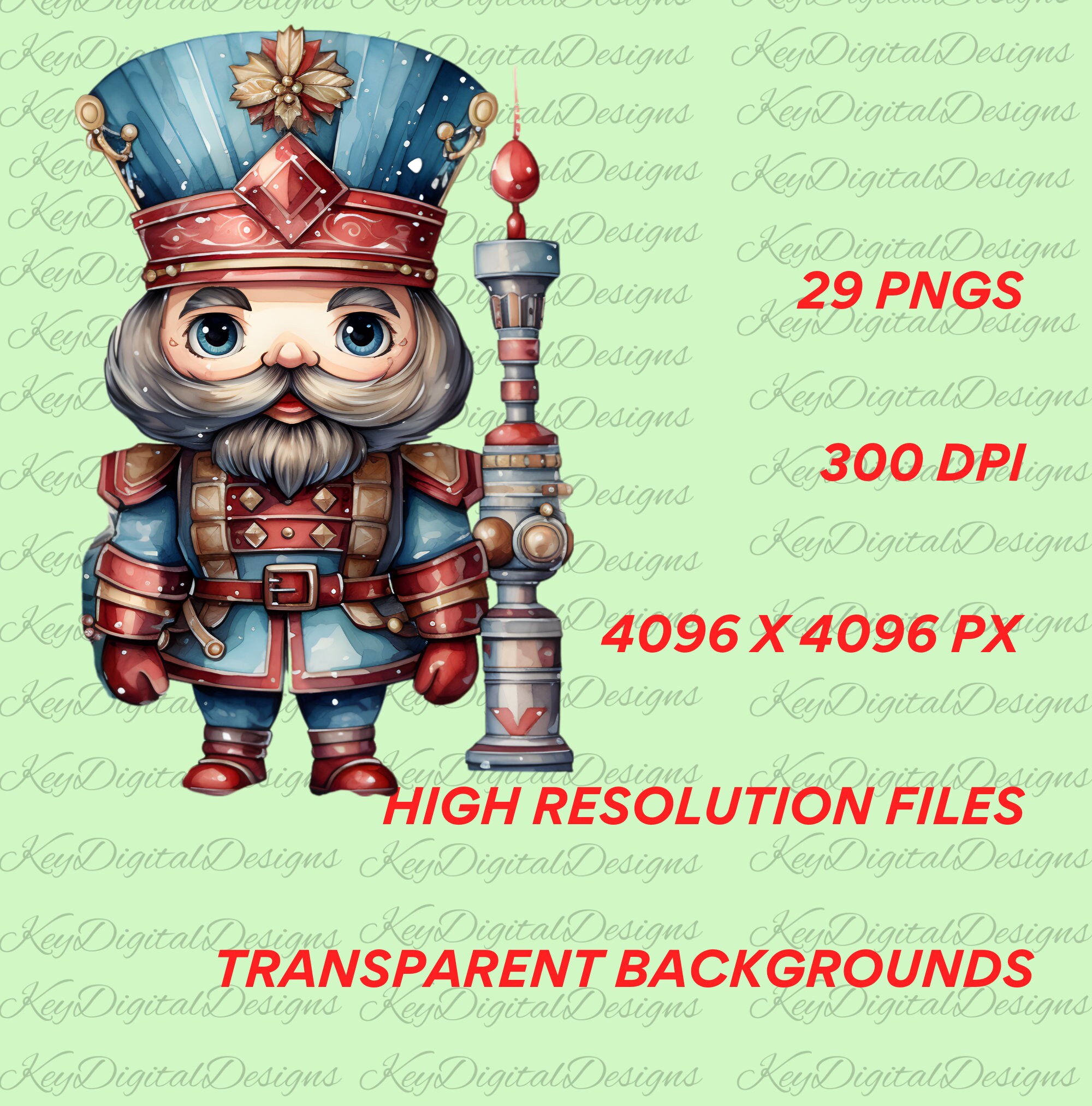 Watercolor Christmas Nutcracker Clipart Nutcracker PNG Bundle Holiday ...