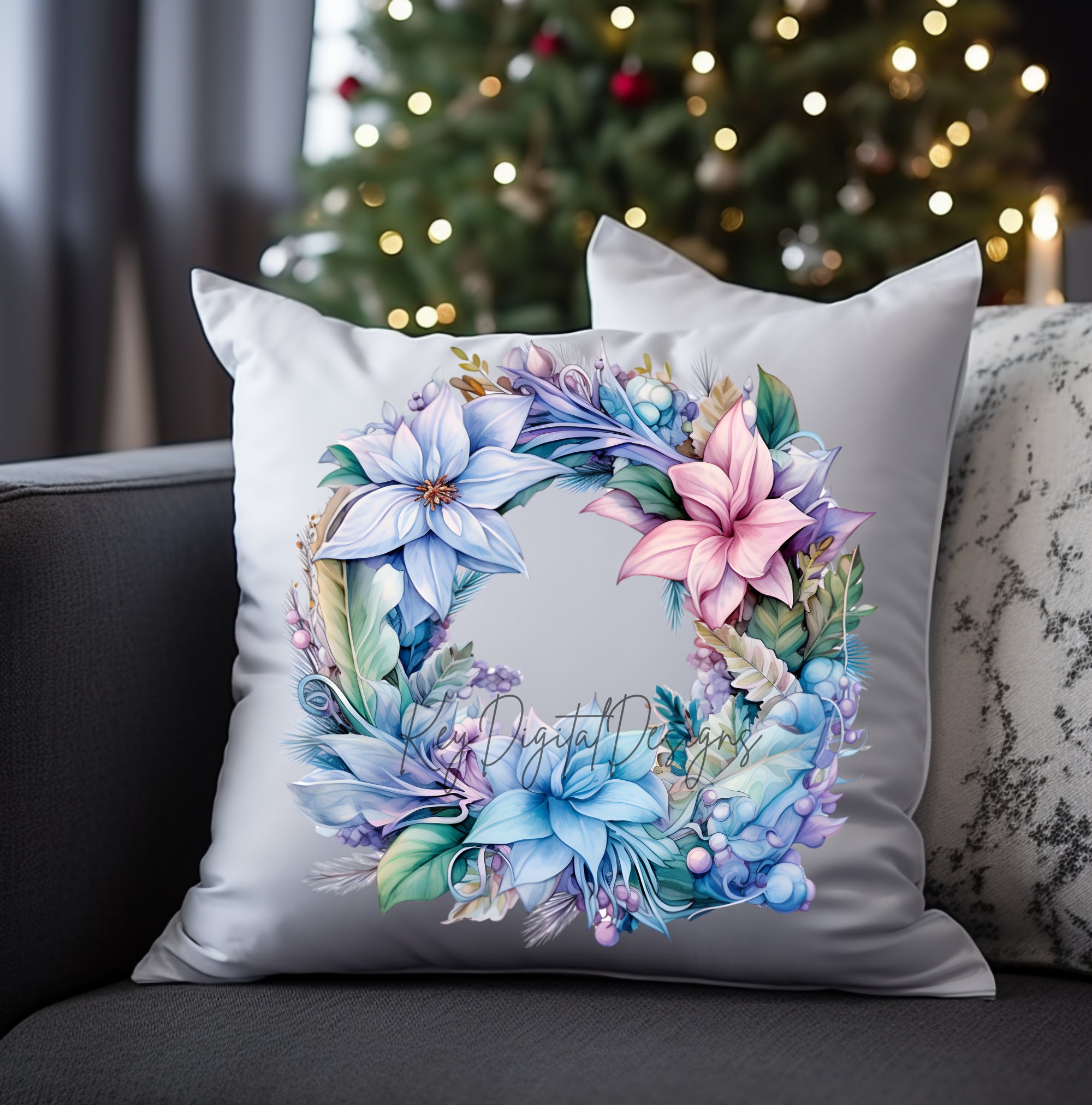 20 Pastel Christmas Wreath Clipart Bundle Pink Christmas Clipart ...