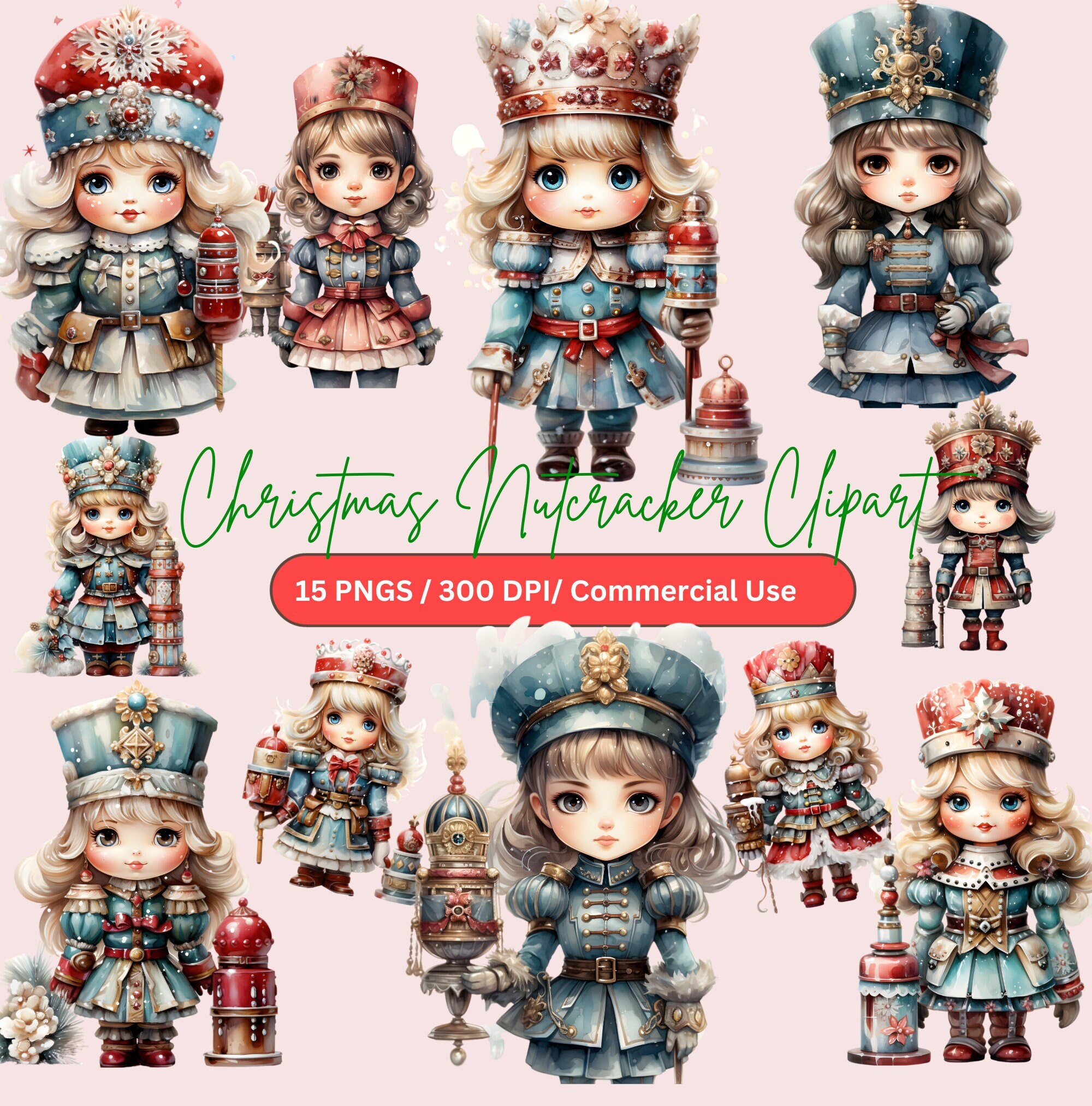 15 Watercolor Christmas Nutcracker Clipart Nutcracker PNG Bundle ...