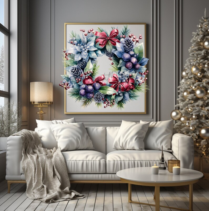 20 Pastel Christmas Wreath Clipart Bundle Pink Christmas Clipart ...