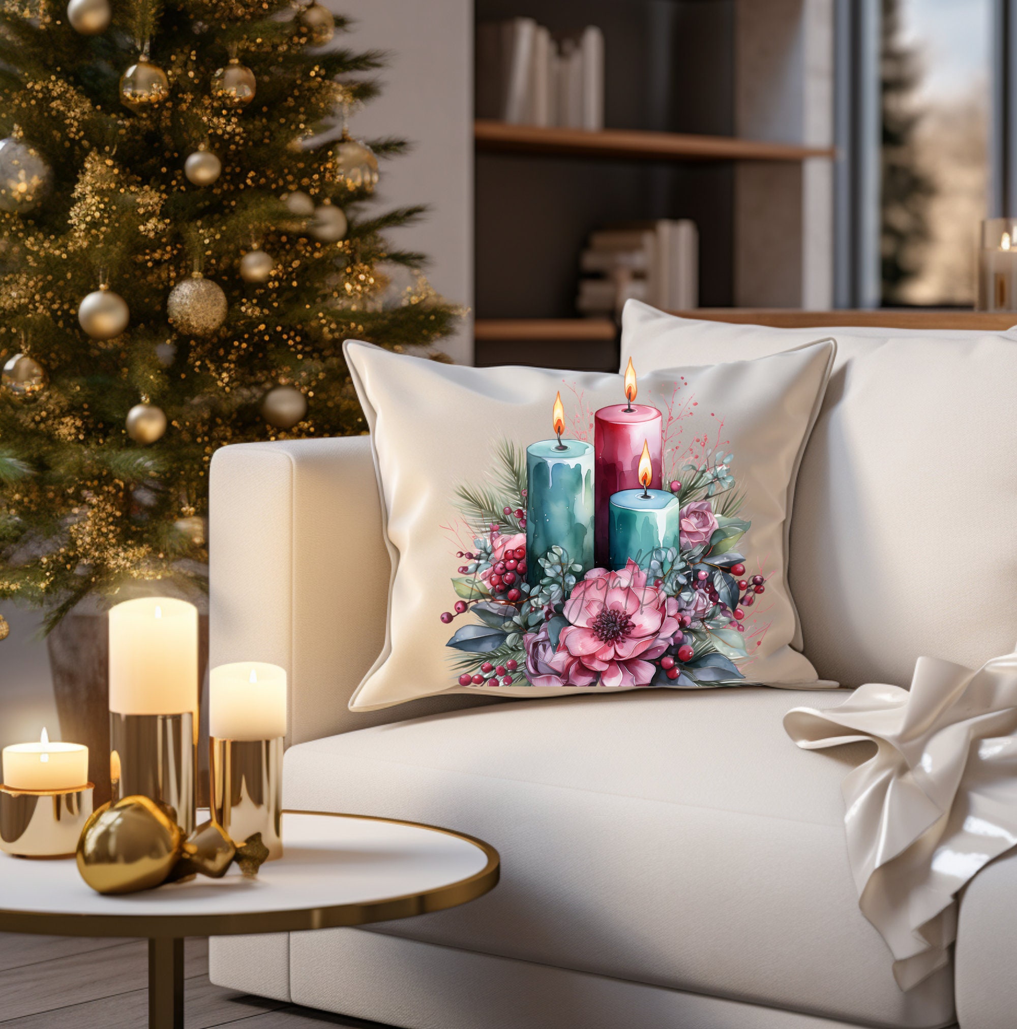 40 Watercolor Pastel Christmas Clipart Bundle Pink Christmas Clipart ...