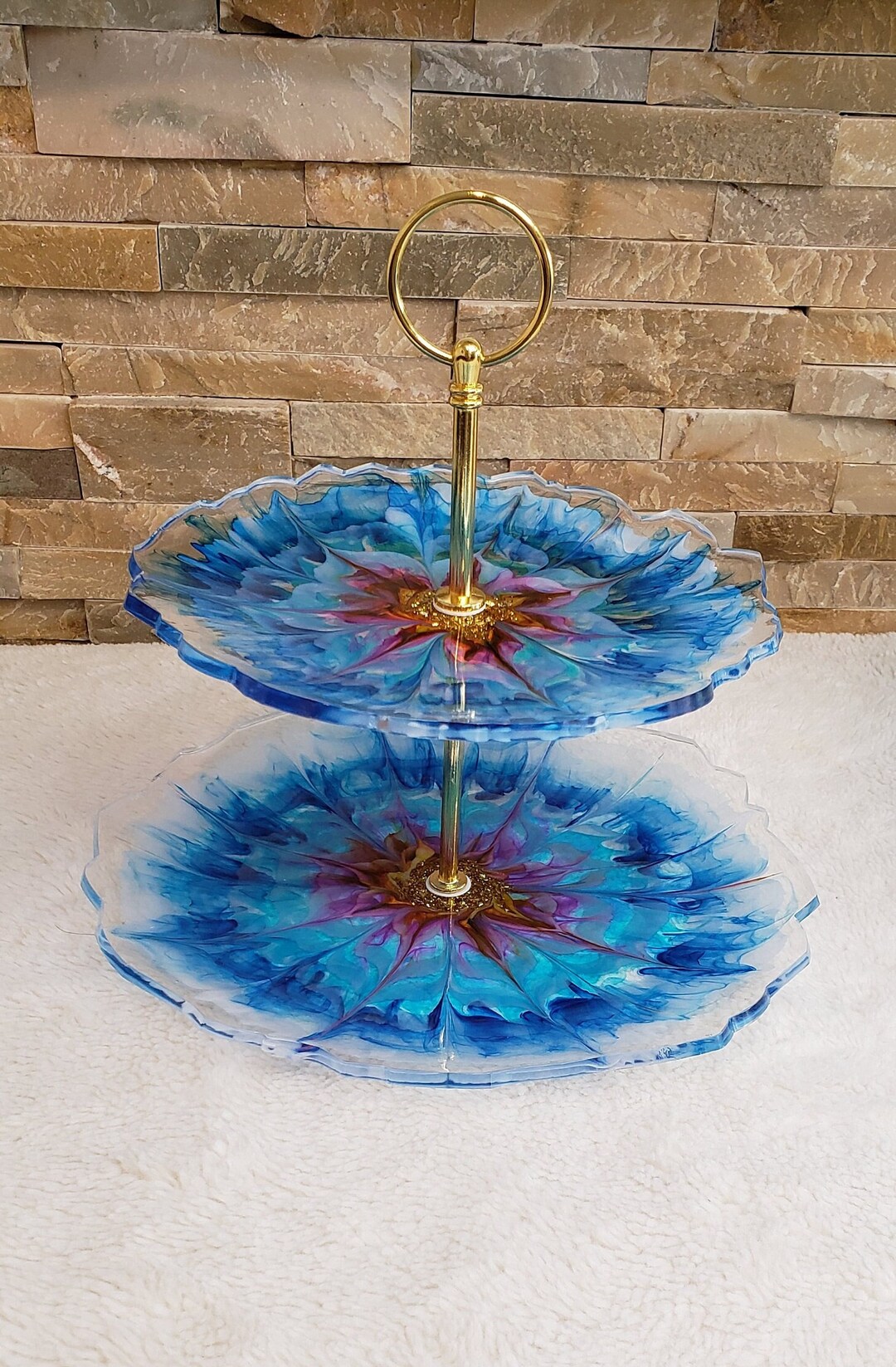 3D Flower Sweet Stand/dessert Stand/cupcake Stand/resin 2 Tiered Tray ...