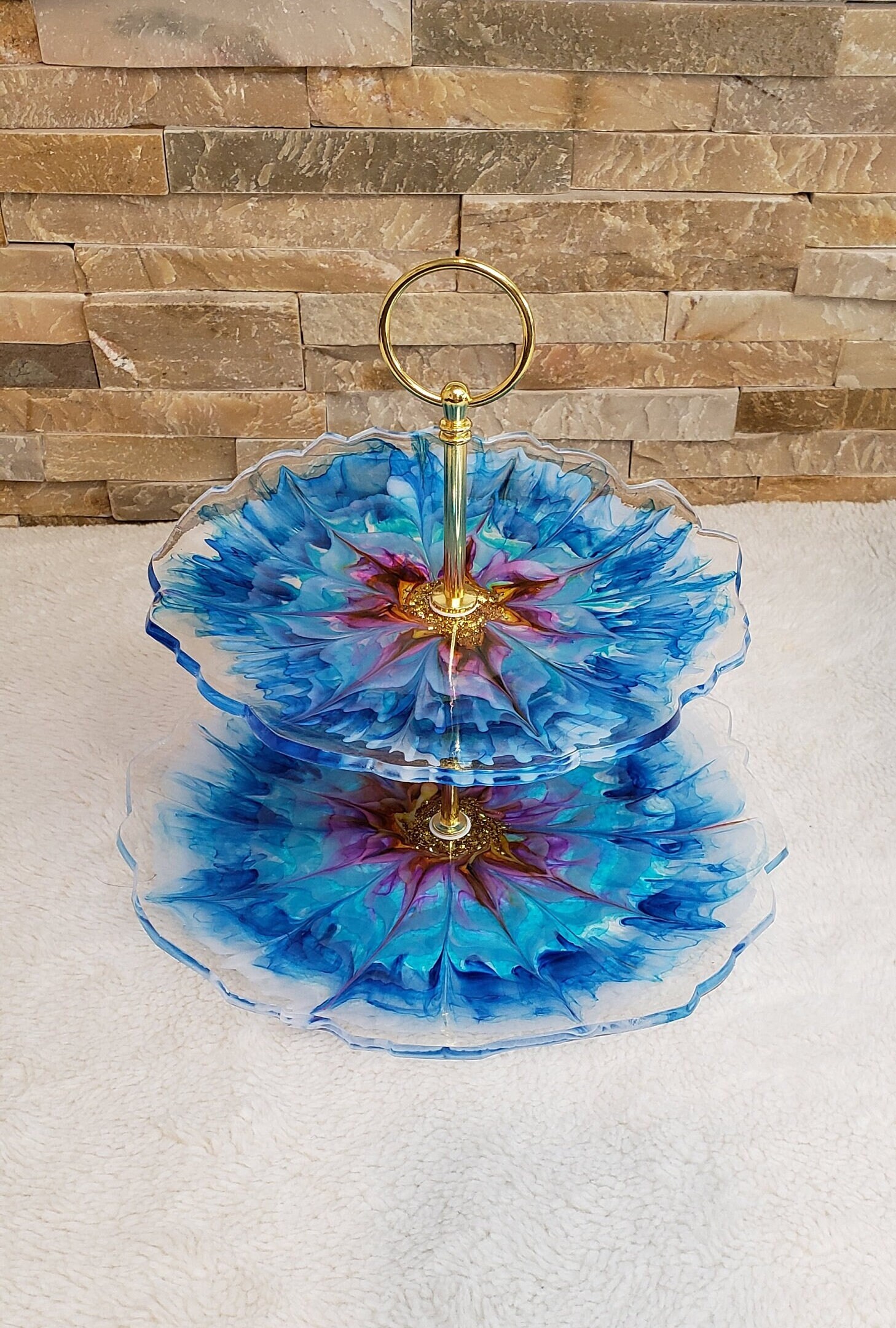 3D Flower Sweet Stand/dessert Stand/cupcake Stand/resin 2 Tiered Tray ...