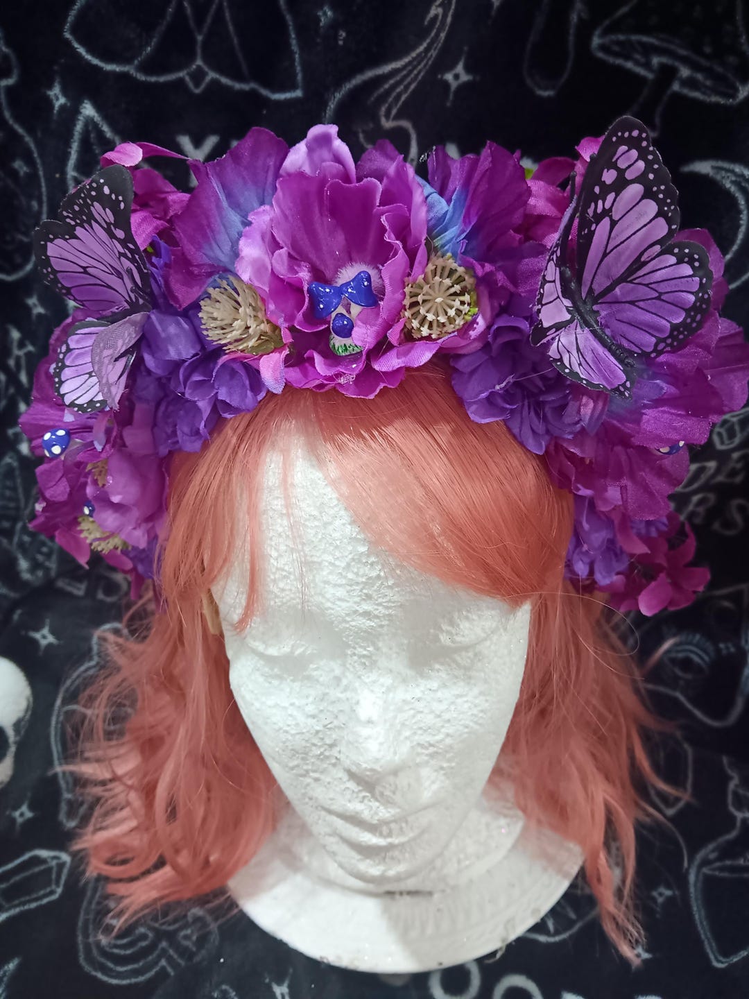 Purple Flower/fairy Crown With Dark Purple Hyacinths, Petunias, Mums ...