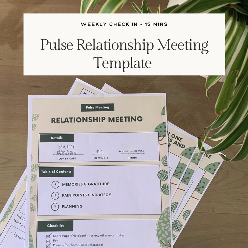 Couple Relationship Meeting Template - Weekly Meeting Planner for ...