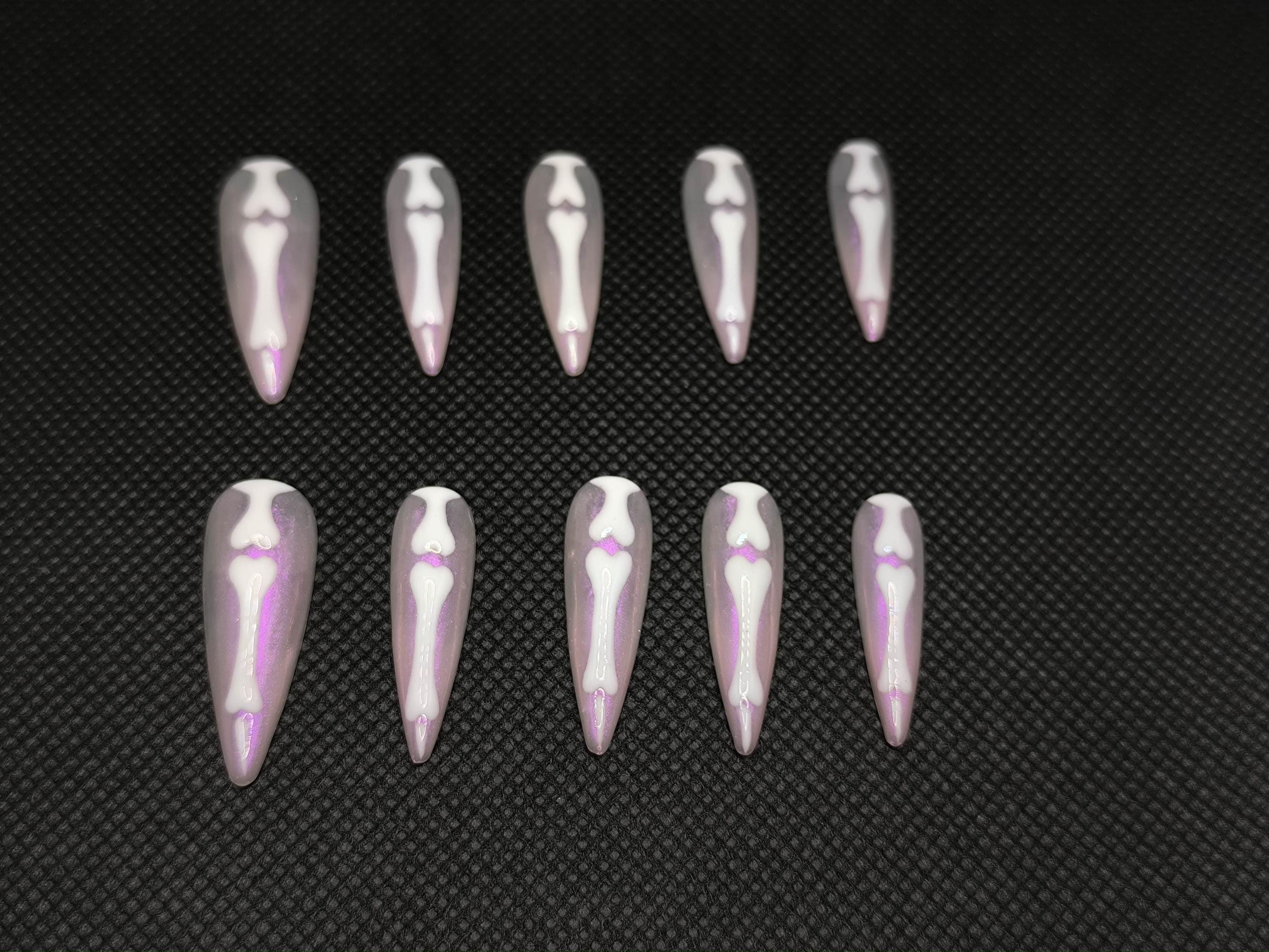 Bone-chilling Glow: Skeleton Nail Set - Etsy
