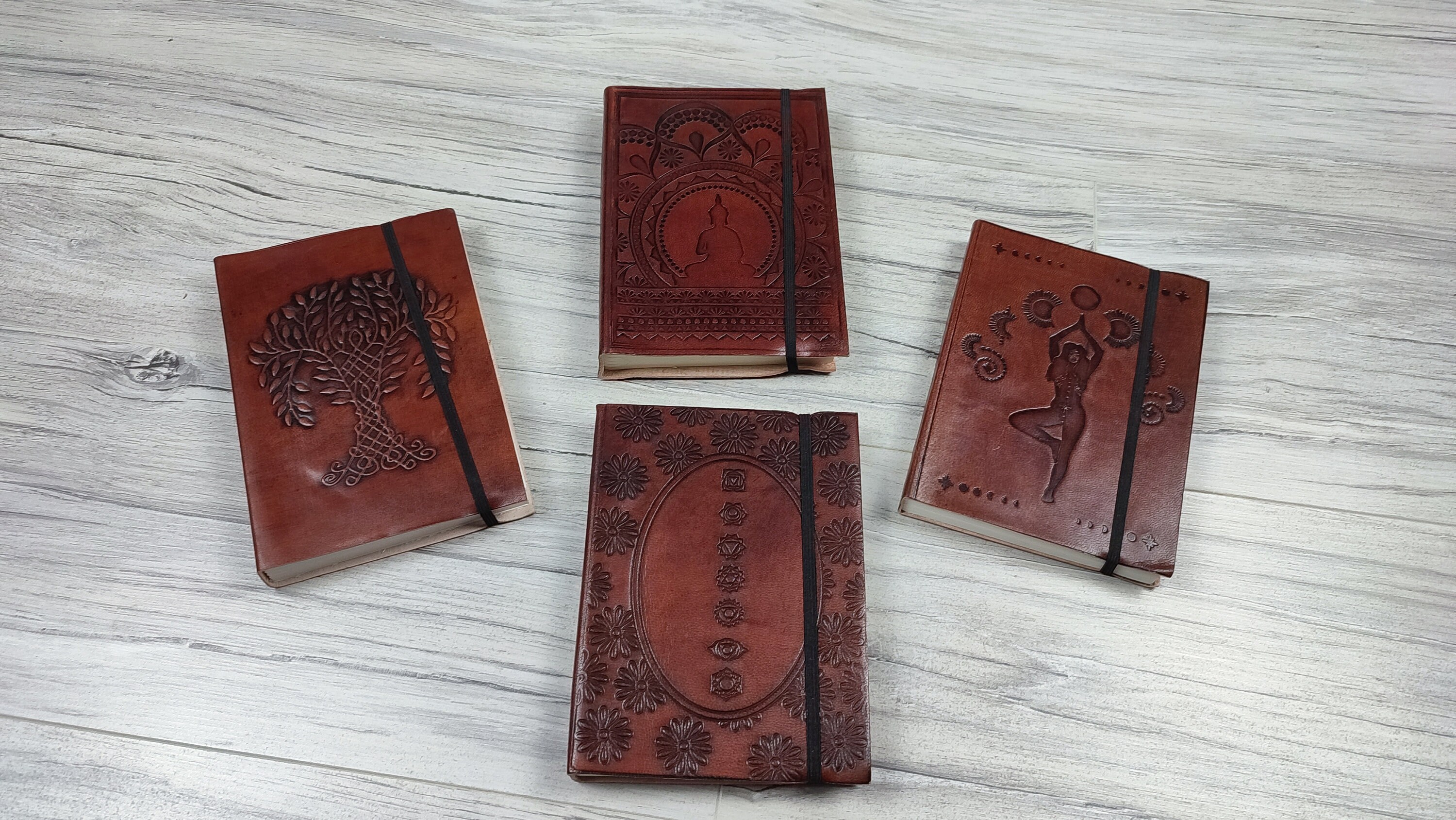 Leather Journal Diary Notebook, Vegetable Tanned Leather, Tibetan ...