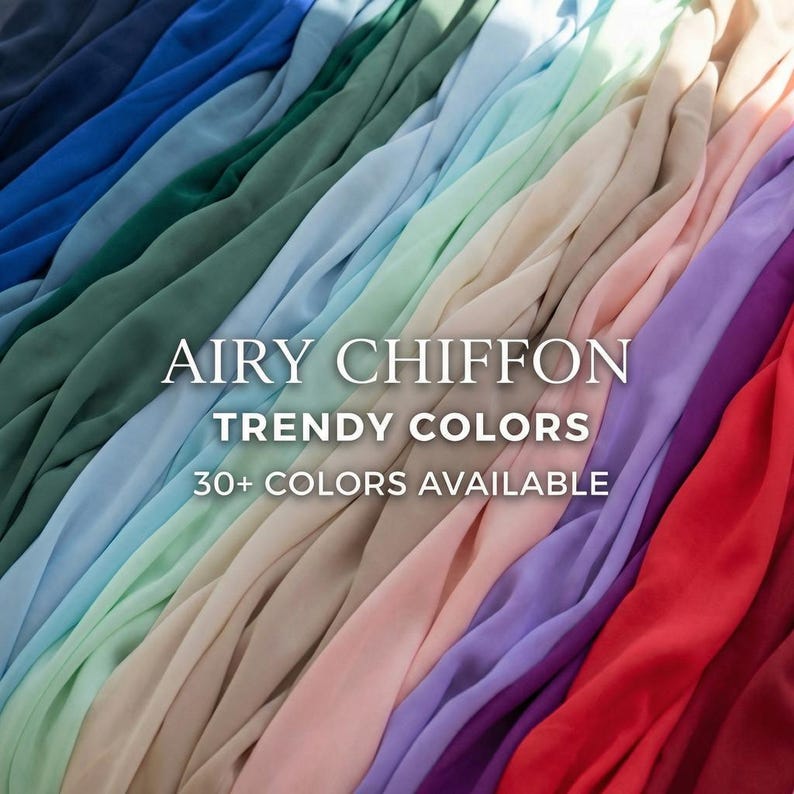 Soft Sheer Chiffon Fabric By The Yard 60” Wide Lightweight Chiffon
