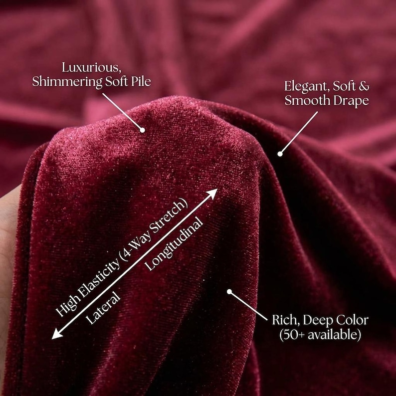Luxury 4-way Stretch Velvet Fabric by the Yard – Soft, Smooth & Elegant ...
