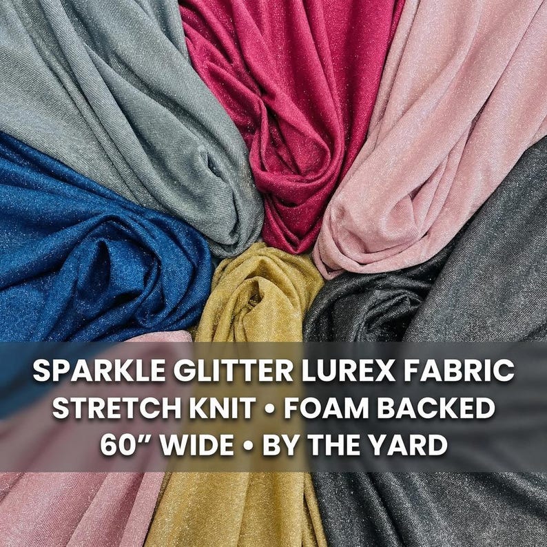 Glitter Lurex Knit Fabric by the Yard – Stretch Glitter Fabric 60” Wide ...