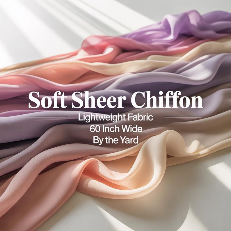 Soft Sheer Chiffon Fabric by the Yard 60” Wide Lightweight Fabric for ...