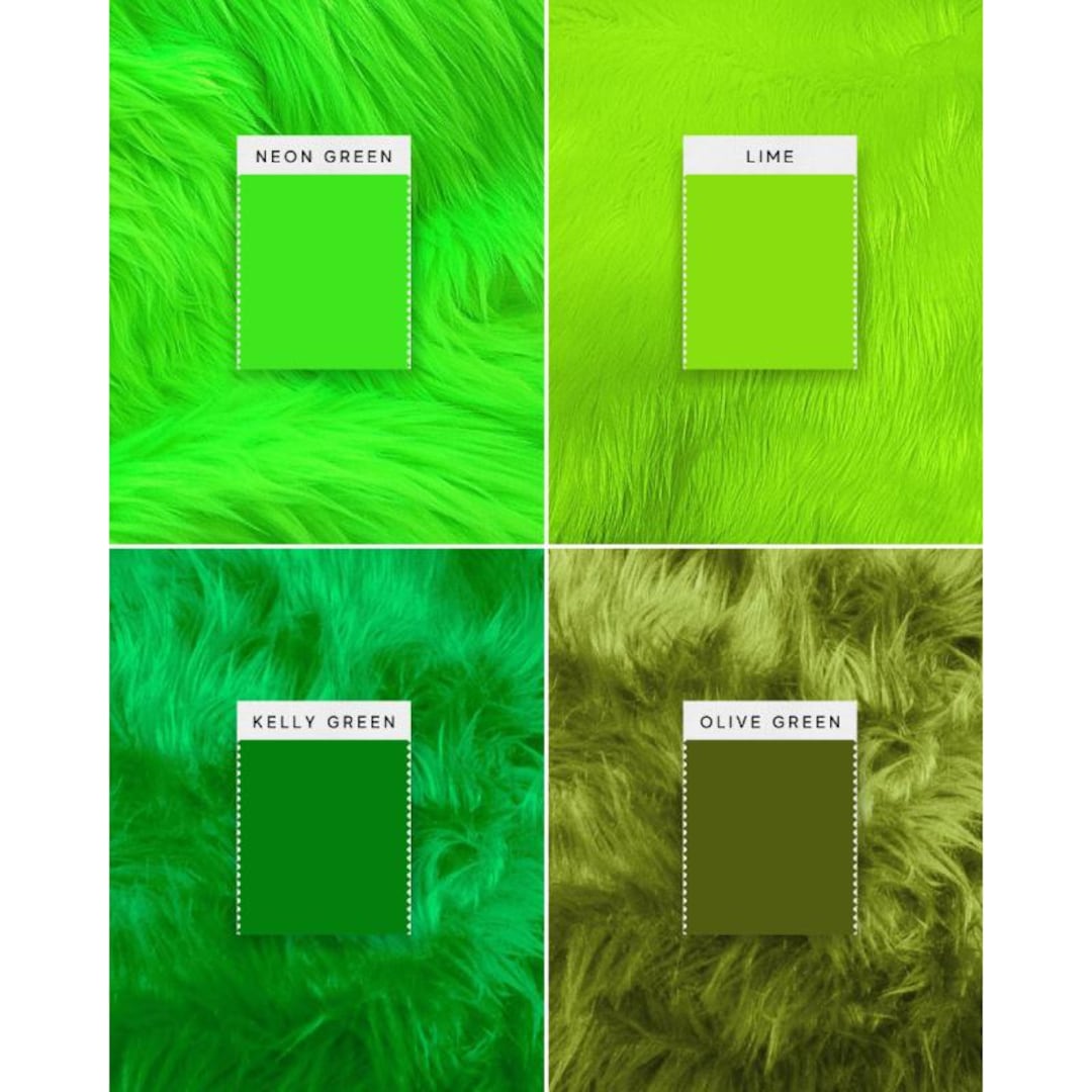 Vibrant Green Faux Fur Fabric - Lime Green, Kelly Green, Olive Green ...