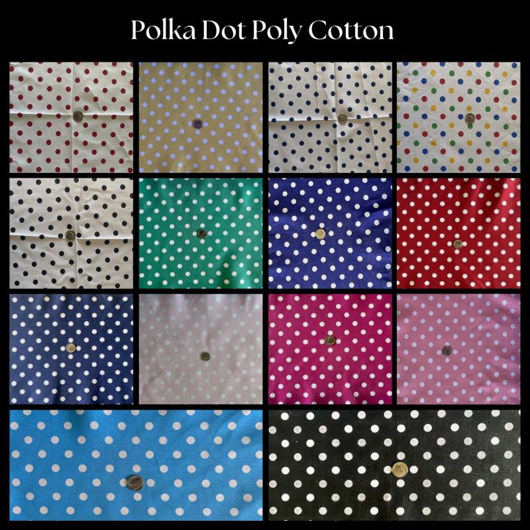 Small Polka Dot Fabric – Lightweight Poly Cotton – 14 Colors – by the ...