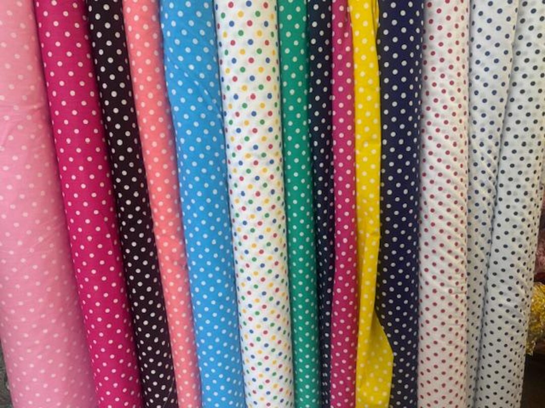 Small Polka Dot Fabric – Lightweight Poly Cotton – 14 Colors – by the ...