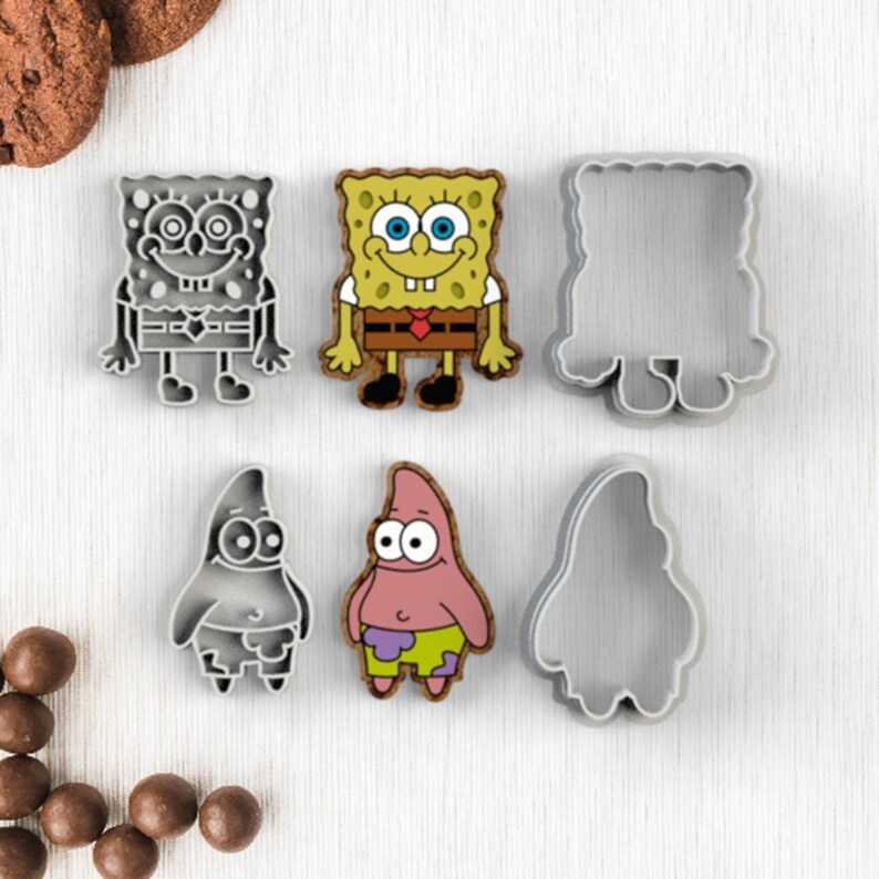 Set of 2 Cookies Cutter Spongebob Patrick Star Cookies Cutter Clean ...
