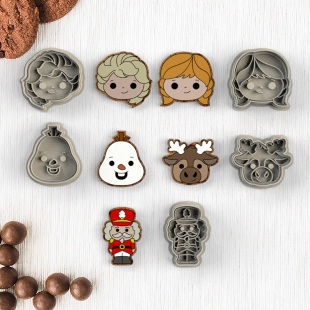 Set of 5 Cookies Cutter Frozen Elsa Anna Olaf Sven Nutcracker Christmas ...