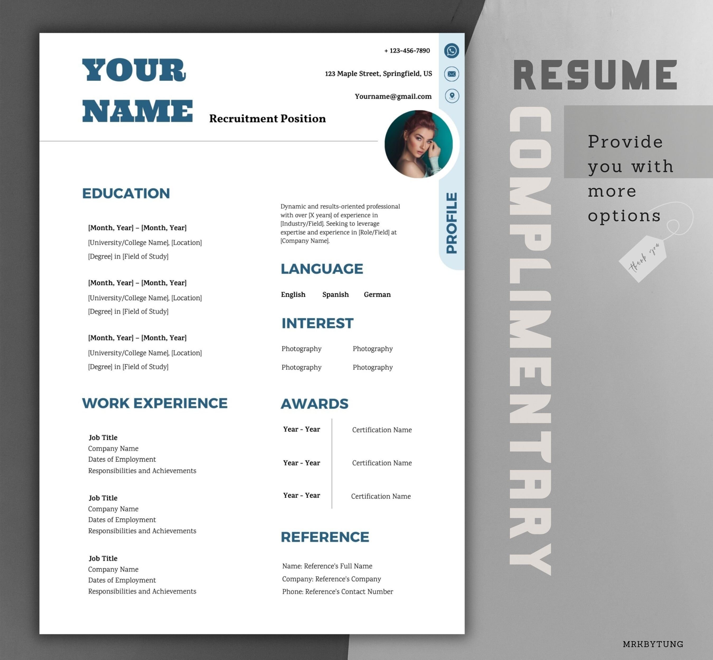 CV Simple & Clean Resume Template Resume With Photo CV Template CV ...
