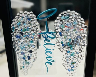 Crushed Glass (angel Wings) Resin Art - Etsy